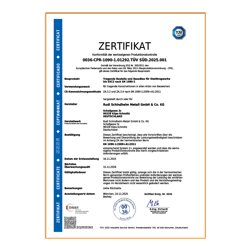 Unsere Zertifikate | TÜV-geprüfter Lohnfertiger | RS-Metall